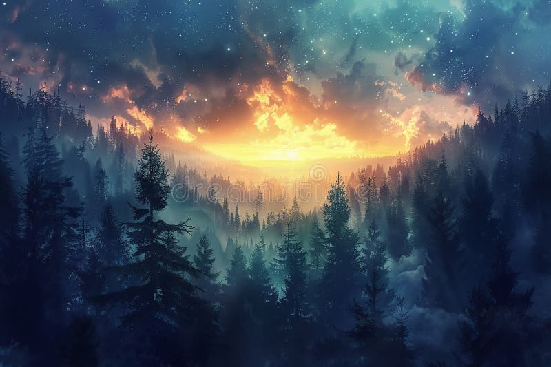 The Horizon of a Sprawling Forest with the Mesmerizing Sight of Earth ...