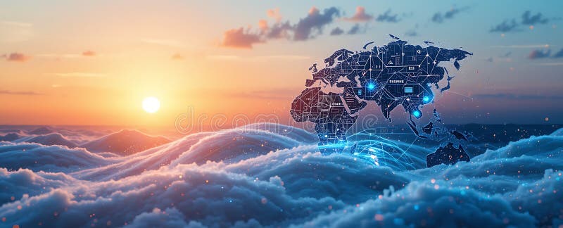 Horizon and World Banner. Horizon and World Map Stock Illustration ...