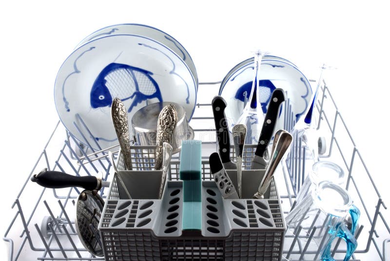 De Mand Van De Afwasmachine Stock Afbeelding - Image of vork, schoon ...