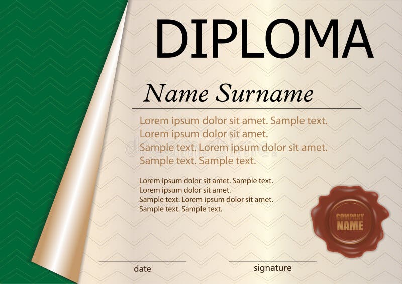 Horizontaal Diploma of Certificaatmalplaatje Met Wasverbinding Groen ...