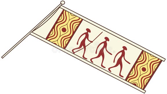 Horizontal Aboriginal Art Banner with Hunter Figures, Vector Design ...