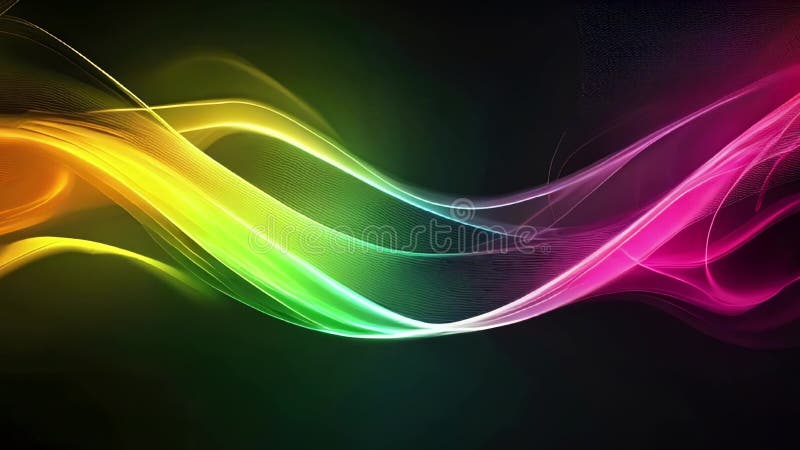 Horizontal Abstract Background with Neon Waves of Full Light Spectrum ...