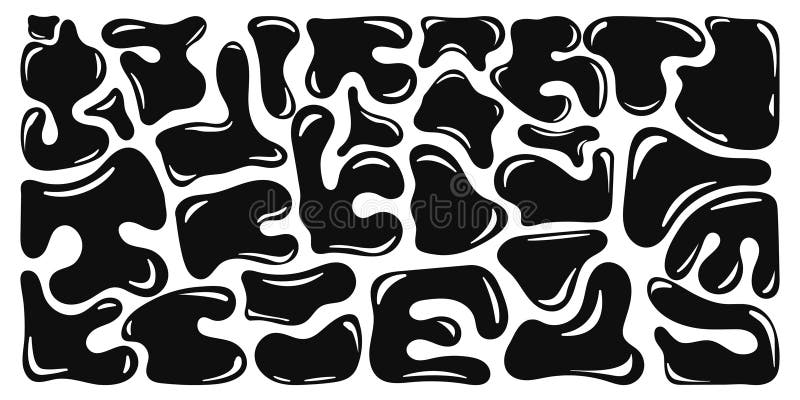 Horizontal Abstract Background of Wavy Bubble Elements in Trendy Y2k ...