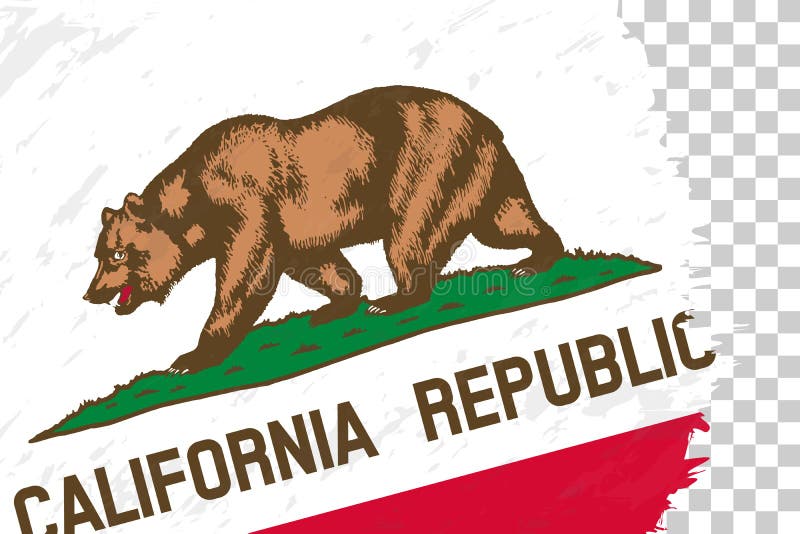 Horizontal Abstract Grunge Brushed Flag of California on Transparent ...
