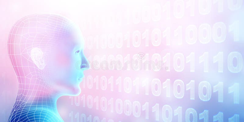 Binary Man. Human Face Composed of Zeros and Ones Stock Vector ...