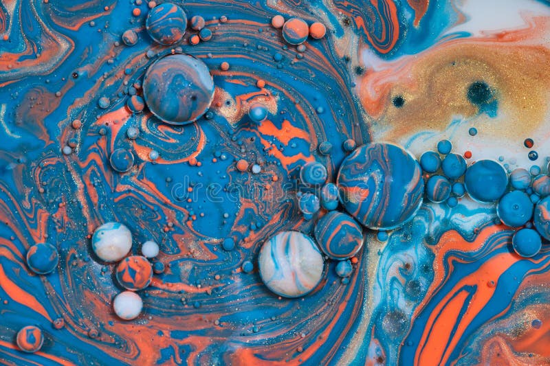 Horizontal Abstract Painting Background Asset with Multiple Bubbles of ...