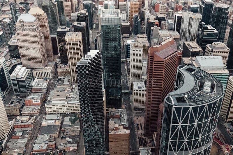 Aerial View Over Downtown Calgary Editorial Photography - Image of ...