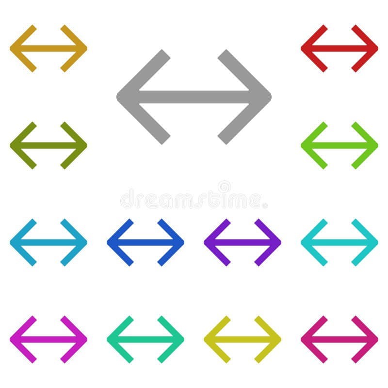 Horizontal Arrow in Different Directions Multi Color Icon. Simple Glyph ...