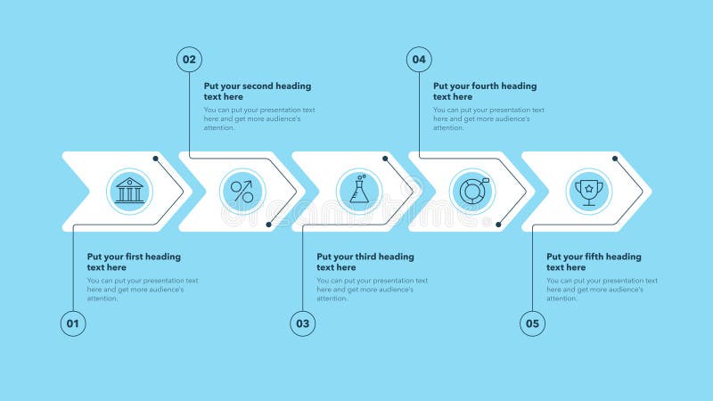 Horizontal Arrow Process Template with Five Steps - Blue Version Stock ...