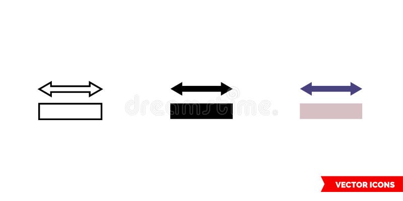 Horizontal Arrow Rectangle Icon of 3 Types Color, Black and White ...
