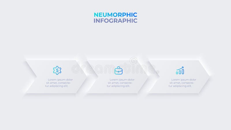 Horizontal Arrows Process Infographic. Neumorphic Design Template with ...