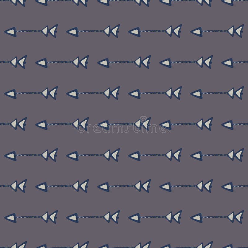 Horizontal Arrows Seamless Pattern. Tribal Endless Wallpaper in Doodle ...