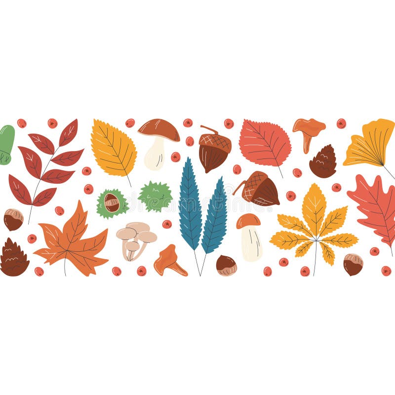 Horizontal Autumn Season Banner Vector Flat Design Stock Vector ...