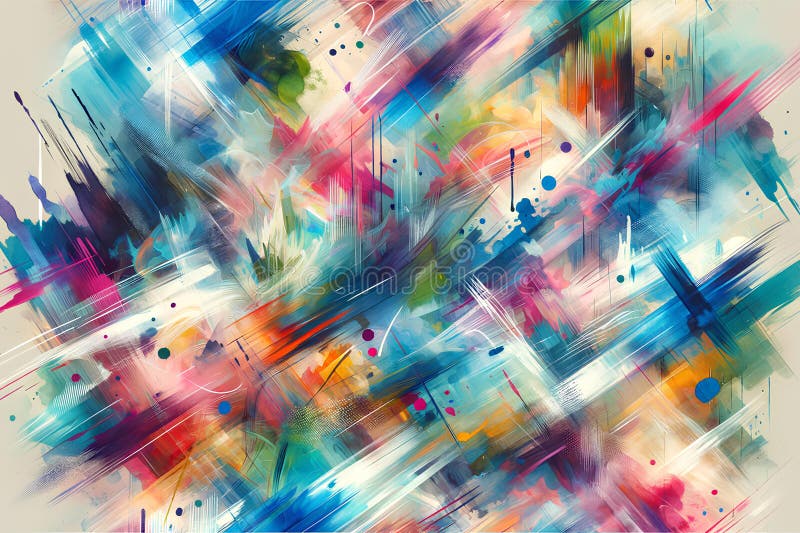 Horizontal Background of Chaotic Watercolor Strokes, Bright Multi ...