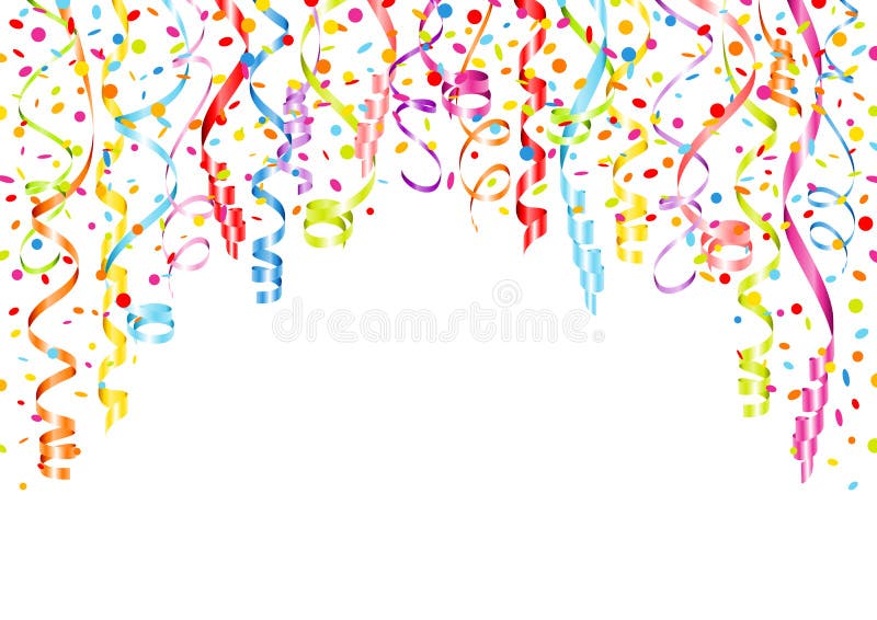Horizontal Background Colorful Streamers and Confetti Stock Vector ...