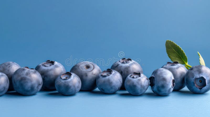 Blueberries on Pastel Blue Background. Stock Illustration ...