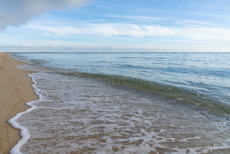 Horizontal Background of Gentle Waves on a Golden Sandy Tropical Beach ...