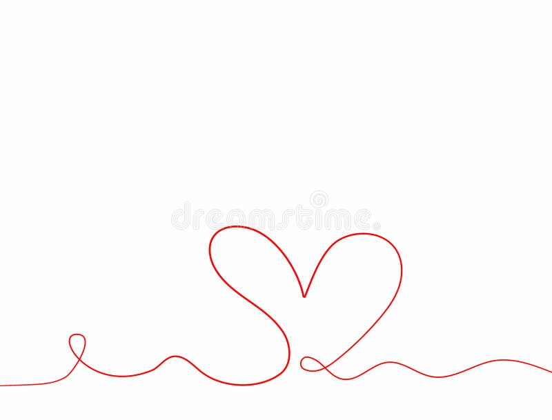 Horizontal Background with Heart Drawn by Hand in Continuous Line ...