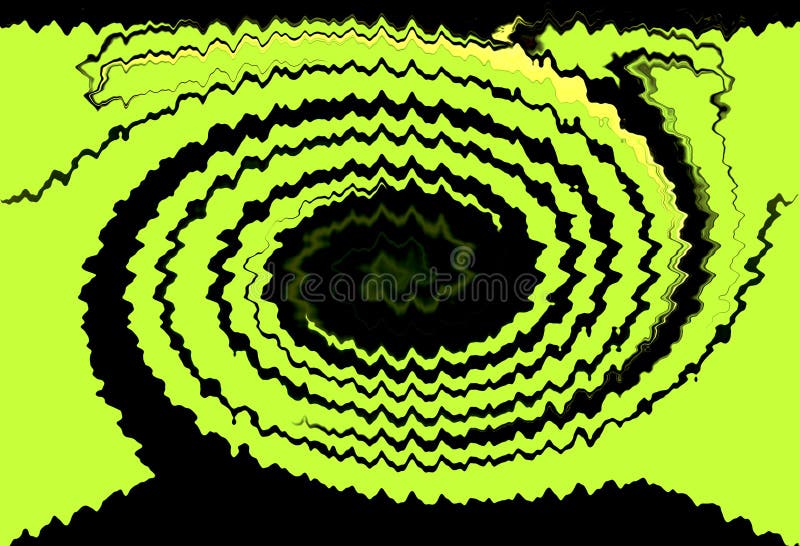 Green Yellow Black Graphic Design. Jagged Circular Swirl Pattern Stock ...