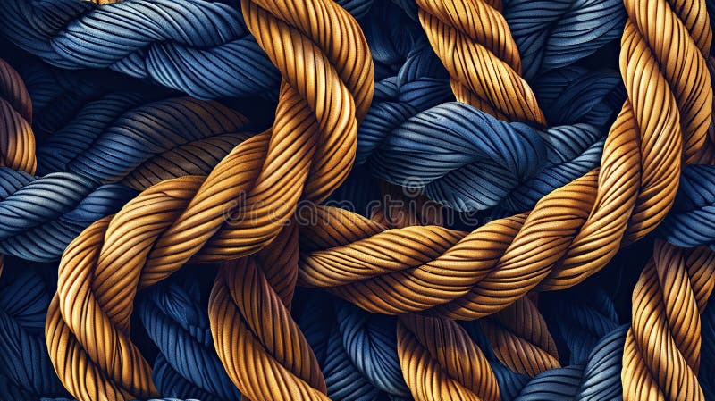 Horizontal Background with Rope Texture. Interweaving Blue and Brown ...
