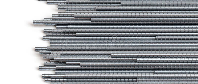 Horizontal Background of Steel Rods on White Stock Illustration ...