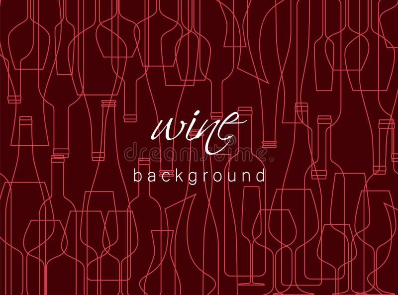 Horizontal Background with Wine Bottles and Glasses. Design Element for ...