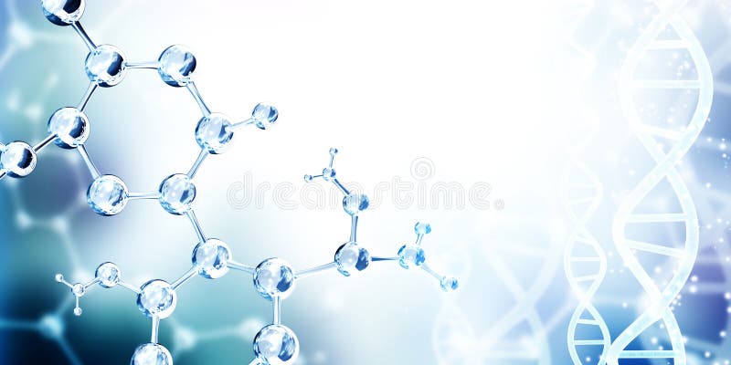 Horizontal Banner with Abstract Molecular Structure, DNA and Copy Space ...