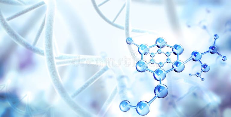 Horizontal Banner with Abstract Molecular Structure, DNA and Copy Space ...