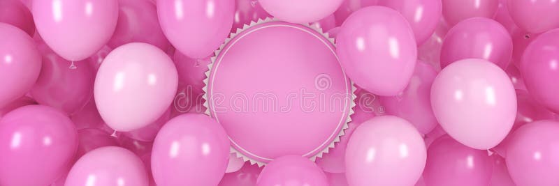 Horizontal Banner with Balloons and Frame. 3d Rendering Stock ...