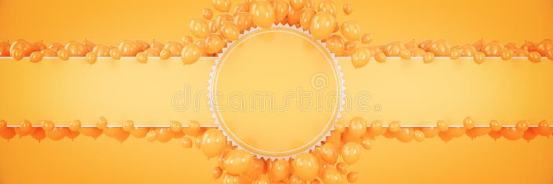 Horizontal Banner with Balloons and Frame. 3d Rendering Stock ...