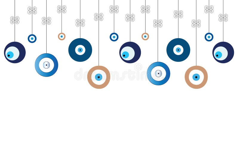 Seamless Horizontal Banner with Blue Evil Eyes Stock Vector ...