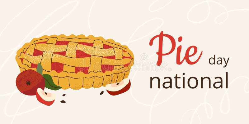 Horizontal Banner for Celebrating National Pie Day. Bakery and Apple ...