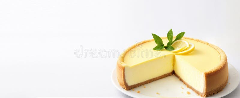 Banner, Classic Cheesecake, Lemon Cheesecake on a Light Background ...