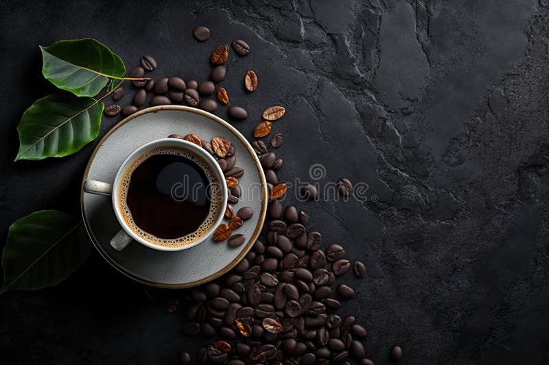 A Horizontal Banner with a Cup of Coffee and Coffee Bean. Illustration ...