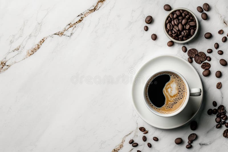 A Horizontal Banner with a Cup of Coffee and Coffee Bean. Illustration ...