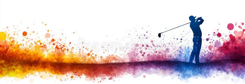 A Horizontal Banner Displaying a Golf Sport Player with a Colorful ...