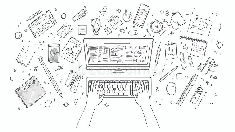 Efficient Business Typing on Computer, Horizontal Banner with Hands ...