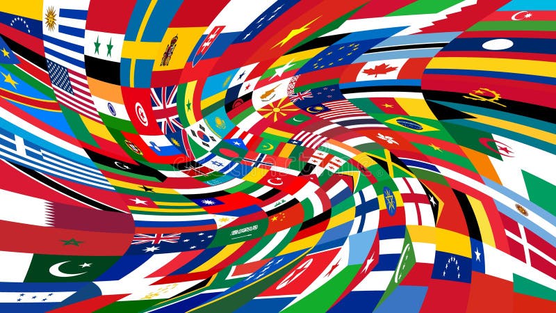 Set of International Flags Combined into a Horizontal Banner HD Format ...