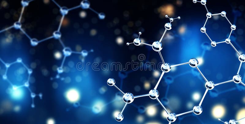 Horizontal Banner with Model of Abstract Molecular Structure ...