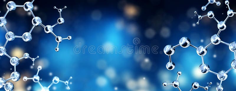Horizontal Banner with Model of Abstract Molecular Structure ...