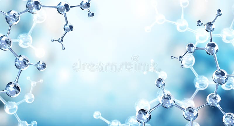 Horizontal Banner with Model of Abstract Molecular Structure ...