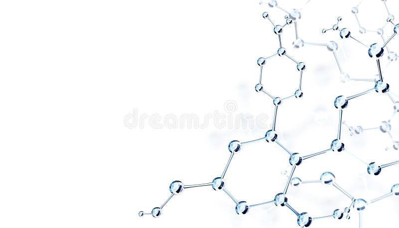Horizontal Banner with Model of Abstract Molecular Structure. Glass ...