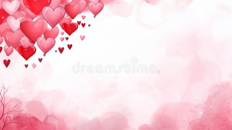 Horizontal Banner with Pink Hearts. Place for Text. Pink Frame in ...