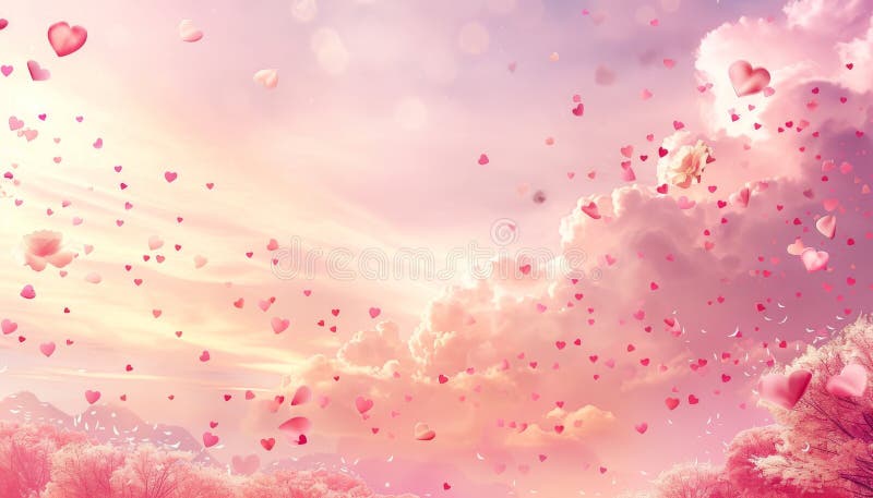 Horizontal Banner with Pink Sky and Clouds. Header or Voucher Template ...