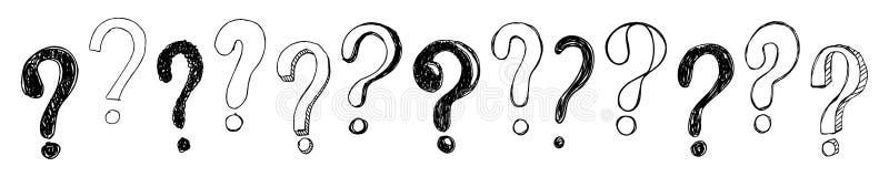 Horizontal Banner. Set of Hand Drawn Sketch Question Marks Stock Vector ...