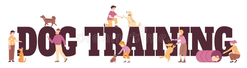 Horizontal Banner Template with Dog Training Text Flat Style Stock ...
