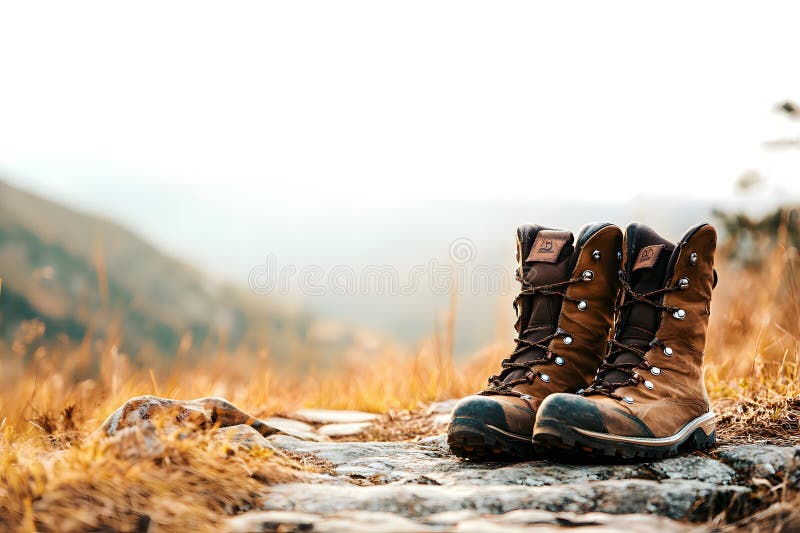 Horizontal Banner for Text with Hiking Backpack and Boots Stock ...