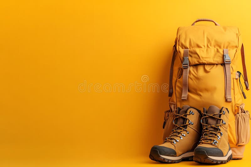 Horizontal Banner for Text with Hiking Backpack and Boots Stock ...