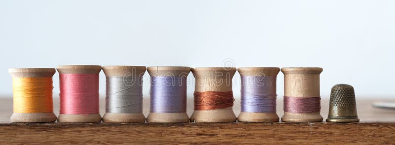 Horizontal Banner of Thread and Thimble Stock Image - Image of thimble ...