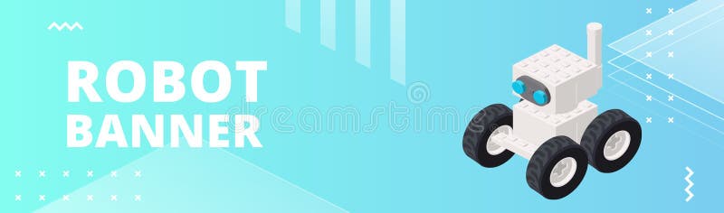 Horizontal Banner with a White Robot. Vector Stock Vector ...